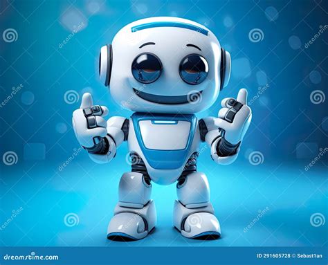 3d Cute Robot Character Exuding An Adorable And Friendly Persona Stock Illustration