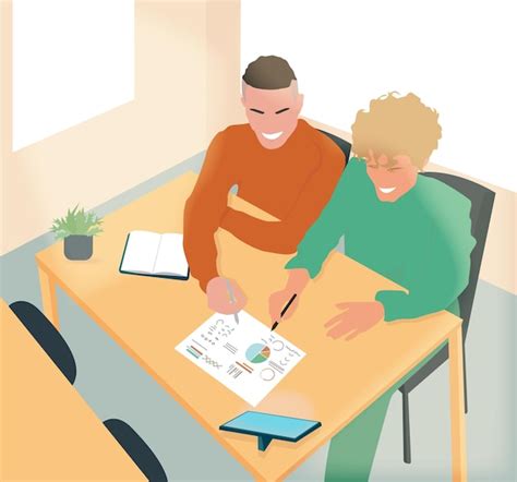 Premium Vector Two People Meeting In The Classroom Studing