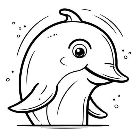 만화 돌고래 캐릭터 귀여운 미소 짓는 돌고래의 터 일러스트레이션 프리미엄 벡터