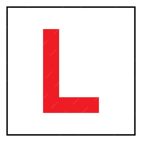 L 보드 기호 학습자 드라이버 플레이트 기호 자동차 운전 학교 초보자 기호 빨간색 문자 L 프리미엄 벡터