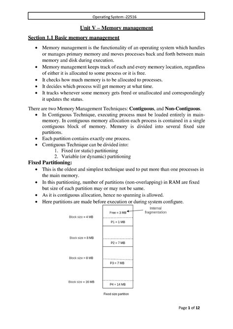 notes memory management unit5 unit v memory management section 1 basic memory management