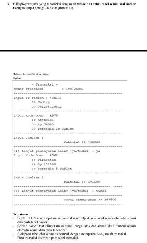 3 tulis program java yang terkoneksi dengan database dan tabel tabel