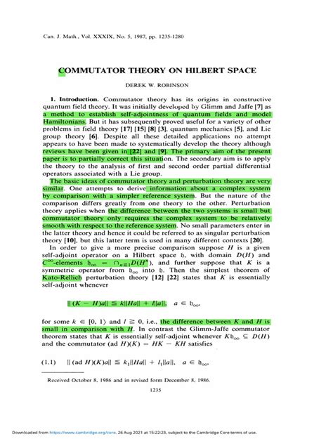 Commutator Theory On Hilbert Space Pdf Hilbert Space Quantum
