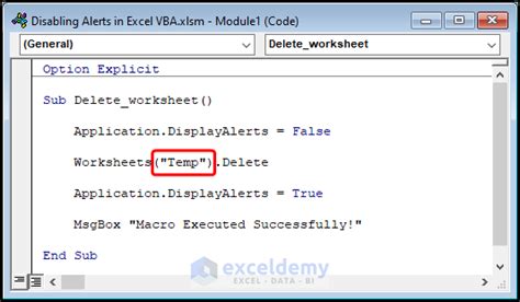 How To Disable Alerts In Excel Vba 3 Methods Exceldemy