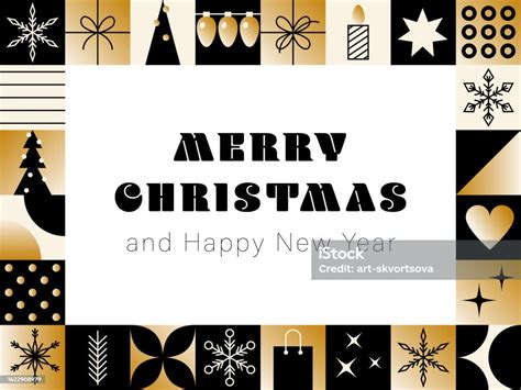 메리 크리스마스와 새해 복 많이 받으세요 현대적인 디자인 연하장 축하의 상징 황금 디자인 기하학적 장식이 있는 크리스마스 카드 0명에 대한 스톡 벡터 아트 및 기타 이미지