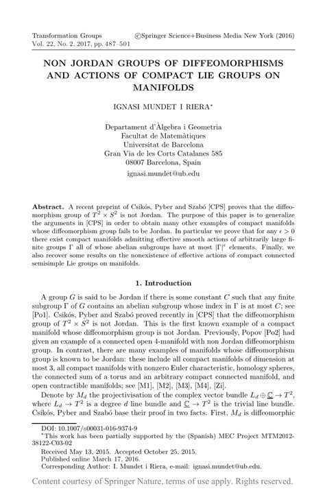 Non Jordan Groups Of Diffeomorphisms And Actions Of Compact Lie Groups On Manifolds