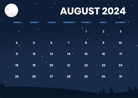 Free Full Moon August Calendar 2024 Template To Edit Online