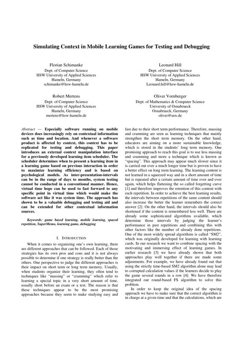 Pdf Simulating Context In Mobile Learning Games For Testing And Debugging