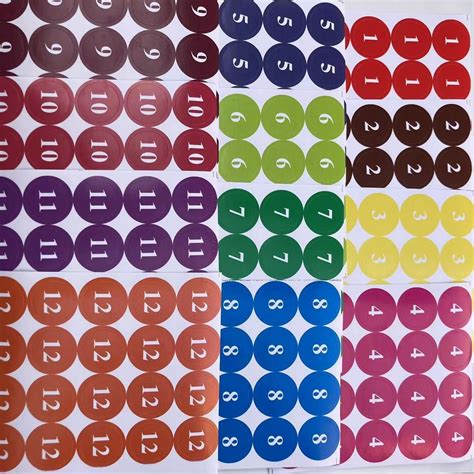 Color Month Number Sticker November December Number Classification