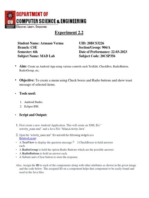 Exp 5 Mad Lab Armaan Verma Pdf Button Computing Android