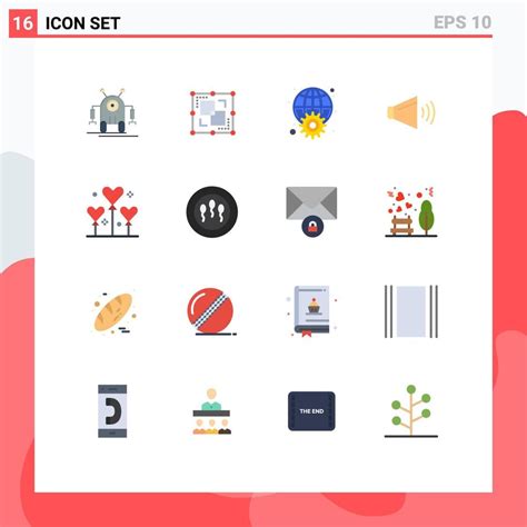 16 Universal Flat Colors Set For Web And Mobile Applications Balloon Volume Gear Speaker Web