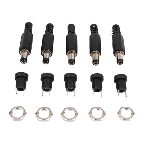 5pcs dc power connectors 5 5mm x 2 5mm panel mount jack socket male