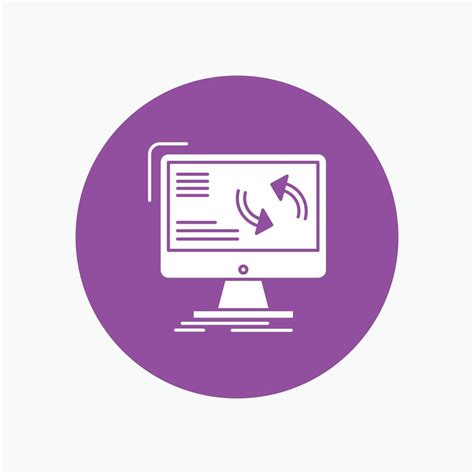 Synchronization Sync Information Data Computer White Glyph Icon In Circle Vector Button