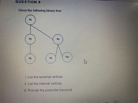 Answered Given The Following Binary Tree VI V Bartleby