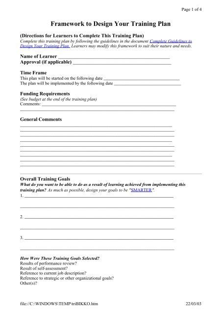 Framework To Design Your Training Plan