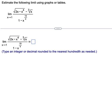 Solved Estimate The Following Limit Using Graphs Or Tables Chegg Com