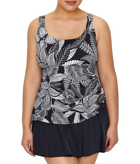 Maxine Of Hollywood Plus Size Linework Swim Dress
