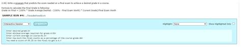 Solved 206 Write A Program That Predicts The Score Needed