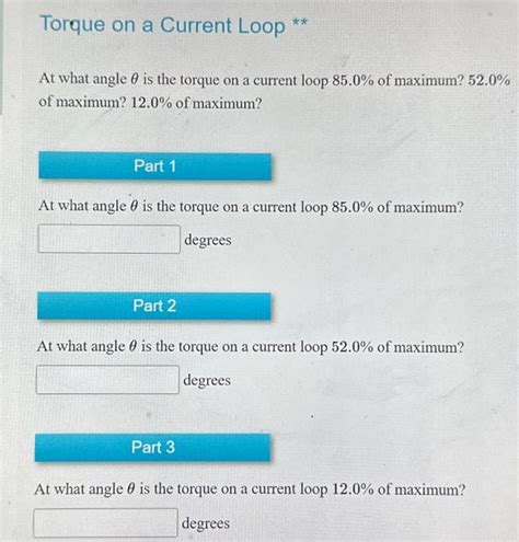 Solved Torque on a Current Loop At what angle θ is the Chegg com