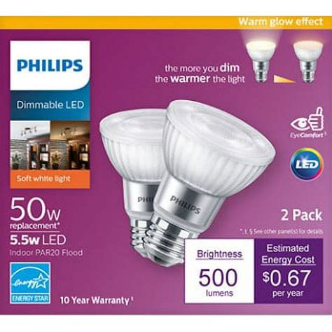 Philips 50 Watt Halogen Par20 Flood Light Bulbs Shelly Lighting