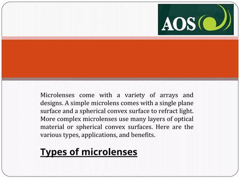 Benefits And Applications Of Microlens Arrays Pptx Photography Arts And Crafts