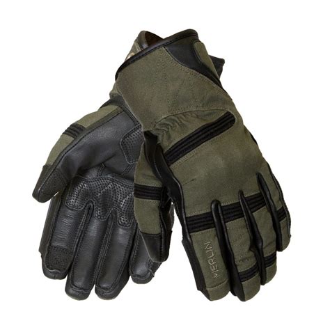 Merlin Mahala Explorer Cordura Waterproofed D30 Armoured Mototorcycle Gloves Olive Chas Mann