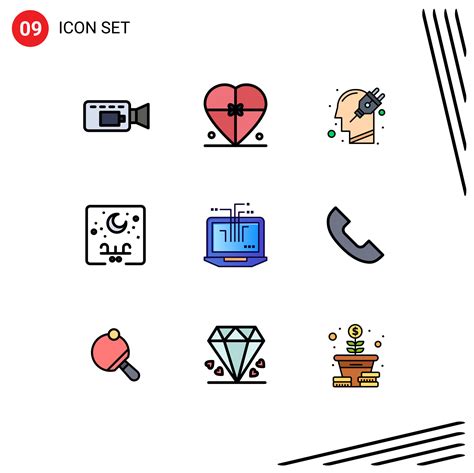 User Interface Pack Of 9 Basic Filledline Flat Colors Of Moon Lettering Head Typography Plugin