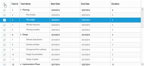 Selection In Javascript Treegrid Syncfusion