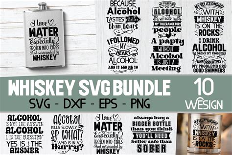 Alcohol Svg Bundle Funny Flask Sayings Whiskey Quotes So Fontsy