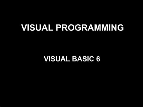 Visual Basic Menu Ppt