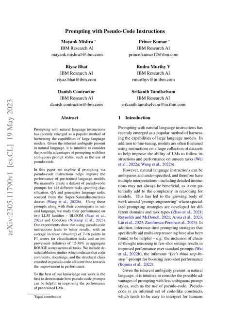 Pdf Prompting With Pseudo Code Instructions