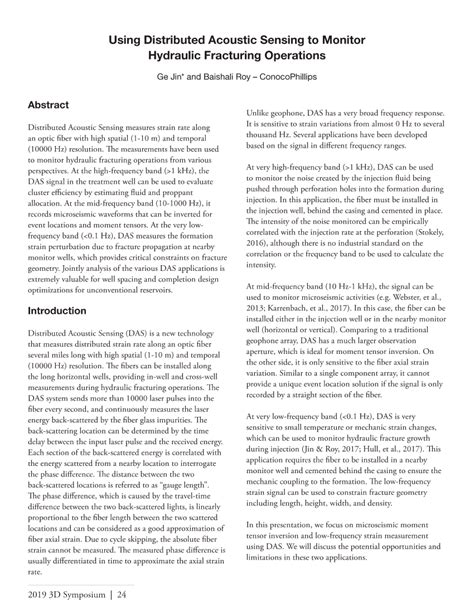Pdf Using Distributed Acoustic Sensing To Monitor Hydraulic