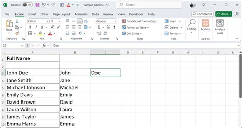 How To Separate First And Last Names To Columns In Excel