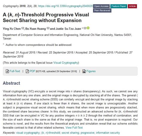 cryptography mdpi auf linkedin visualcryptography informationsecurity secretsharing