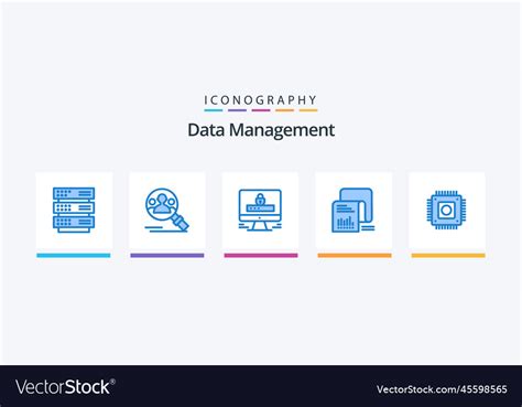 Data Management Blue 5 Icon Pack Including Chip Vector Image