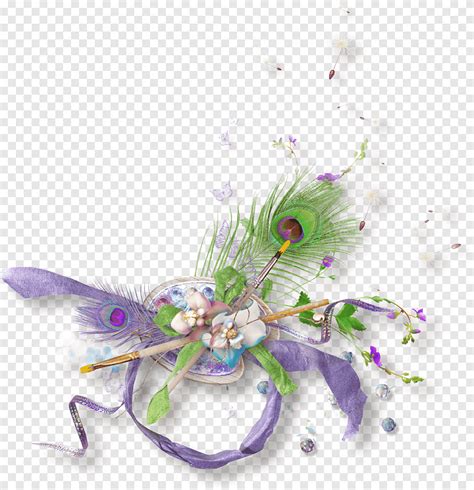 리본 깃털 펜 컬러 리본 깃털 Png Pngegg