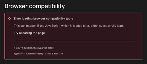 Failed To Load Browser Compatibility Table · Issue 7466 · Mdnyari · Github