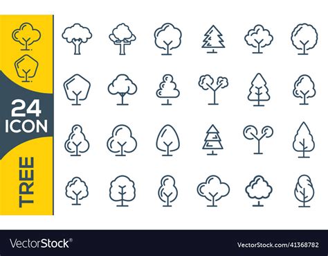 Tree Icon Set Or Logo Isolated Sign Royalty Free Vector