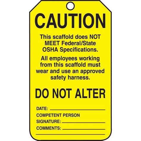 Tag Caution This Scaffold Does Do Not Alter 5 8x3 4 Plastic 25 Pk From