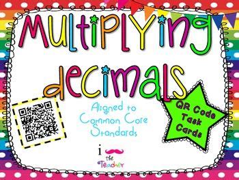 A Colorful Poster With The Words Multiplying Decamas On It And A Qr Code