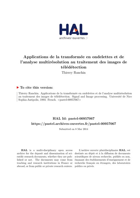 Pdf Wavelet Transform And Multiresolution Analysis And Their