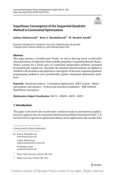 Superlinear Convergence Of The Sequential Quadratic Method In