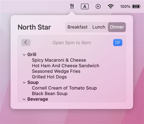 Cornell Dining For The Macos Menu Bar