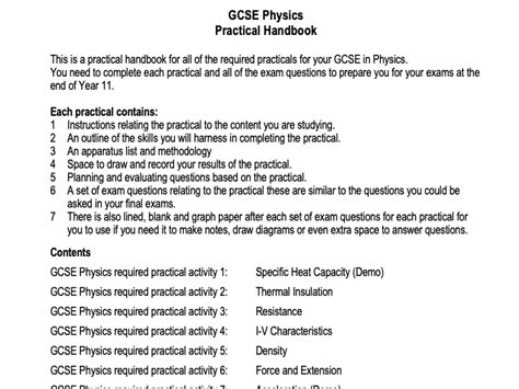 AQA Physics Required Practical Handbook Exam Questions Teaching Resources