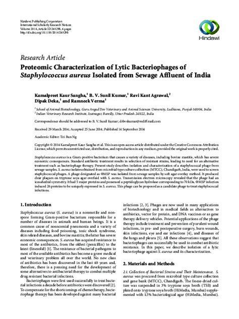 Pdf Proteomic Characterization Of Lytic Bacteriophages Of Staphylococcus Aureus Isolated From