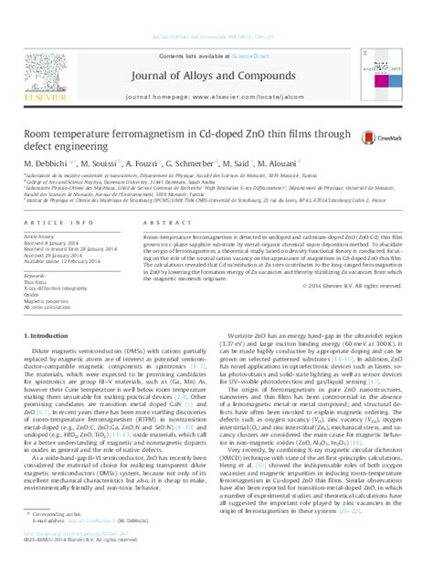 Room Temperature Ferromagnetism In Cd Doped Zno Thin Films Through Defect Engineering