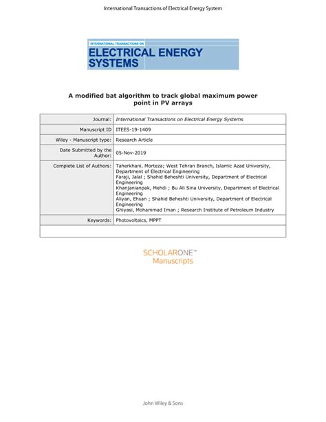Pdf A Gmppt Design Using The Following Optimization Algorithm For Pv