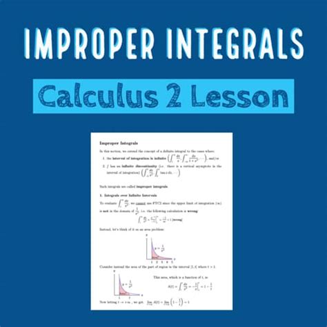 Improper Integrals Lesson Notes Integral Calculus 2 Lecture Tpt