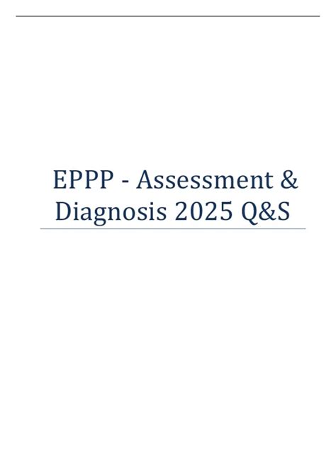 Eppp Assessment And Diagnosis 2025 Qands Eppp Assessment And Diagnosis 2025 Qands Stuvia Us