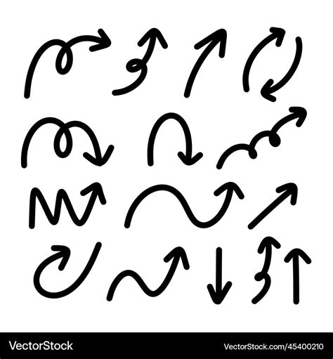 Set Of Different Hand Drawn Arrow Pointers Vector Image